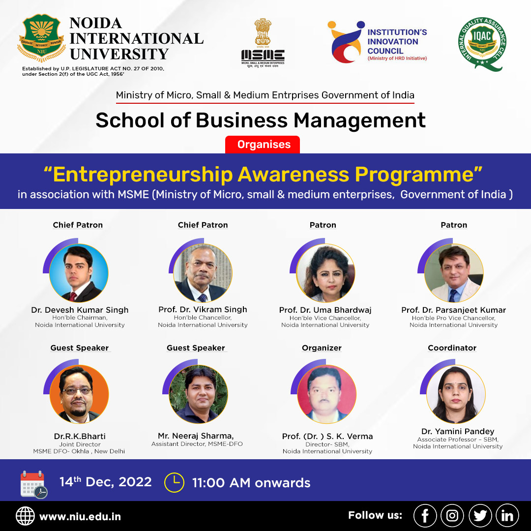 School of Business Management organises ‘Entrepreneurship Awareness ...