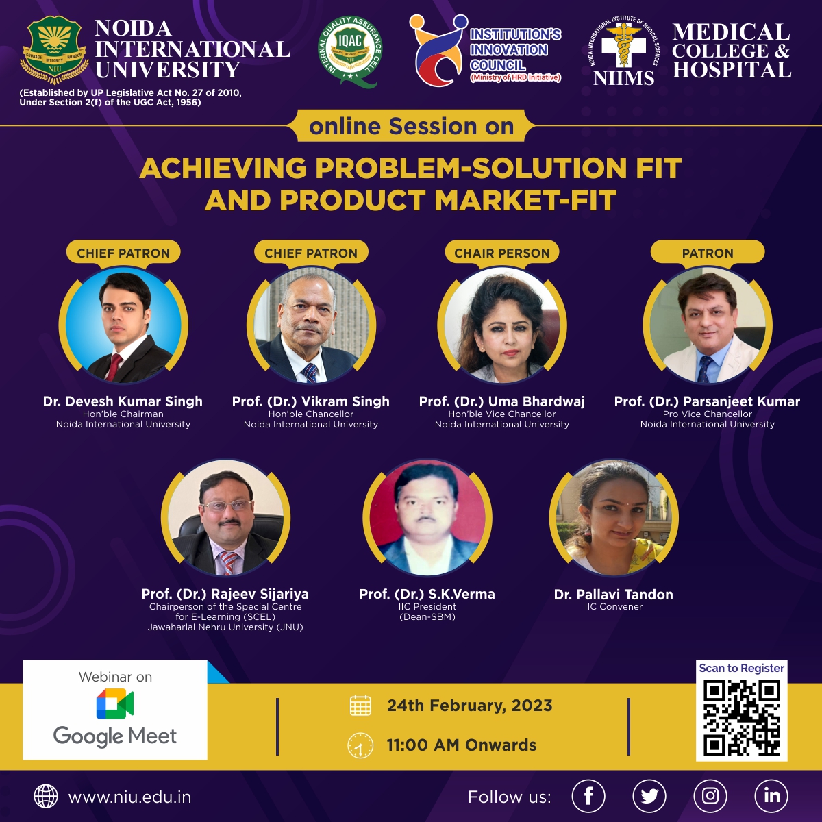 Online Session On Achieving Problem Solution Fit And Product Market Fit Noida International