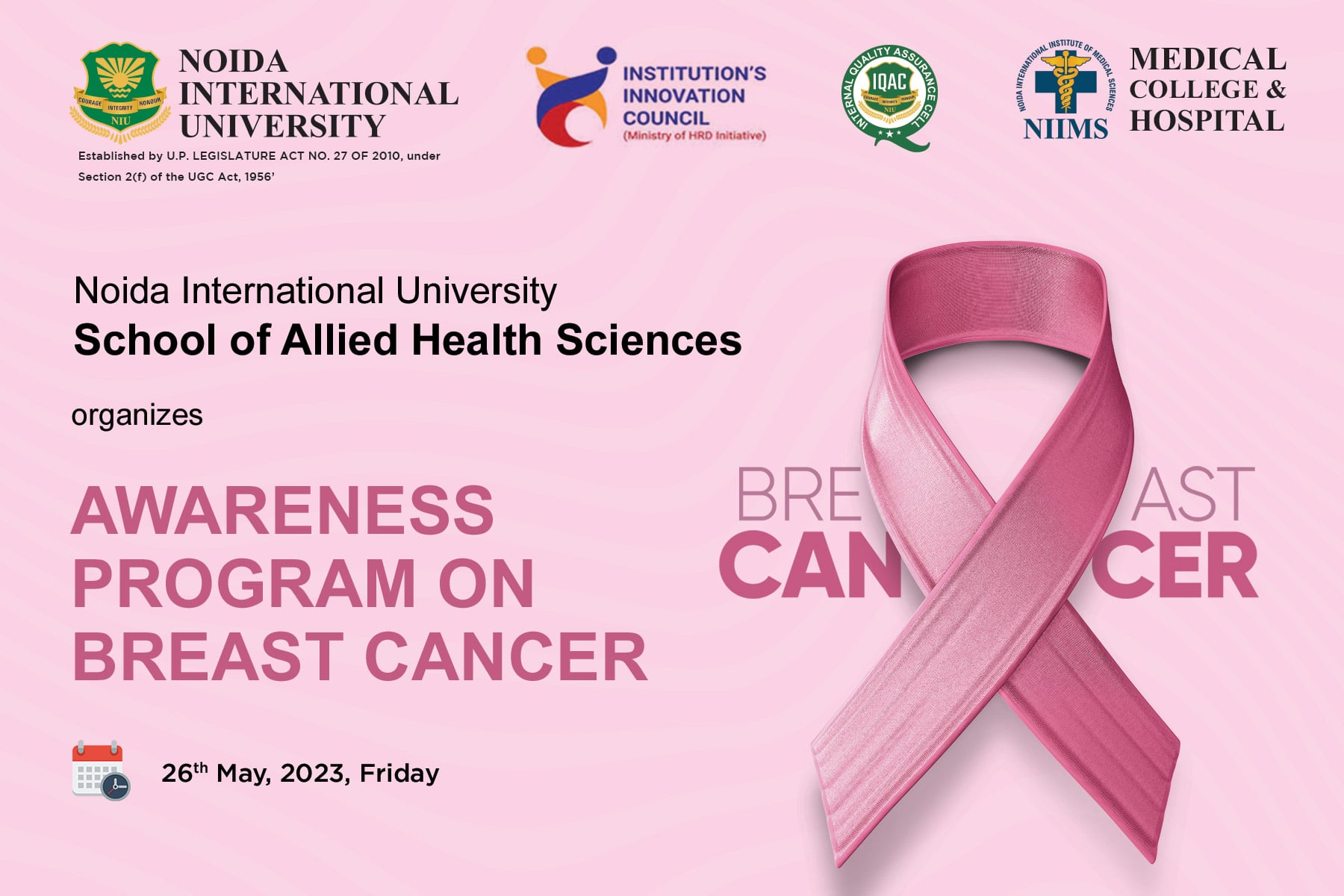 Awareness Program on Breast Cancer - Noida International University